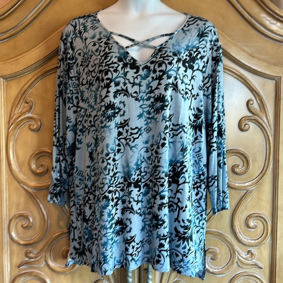 Cato | Tops | Cato Blue Criss Cross Tee | Poshmark